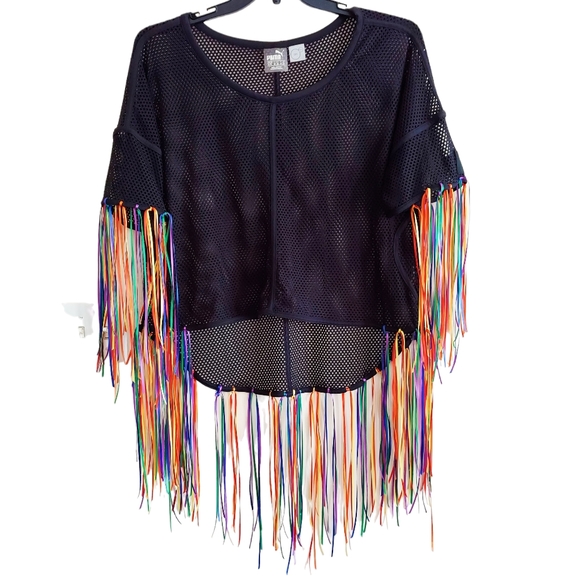 Puma | Tops | Puma Mesh Top With Ribbon Fringe | Poshmark